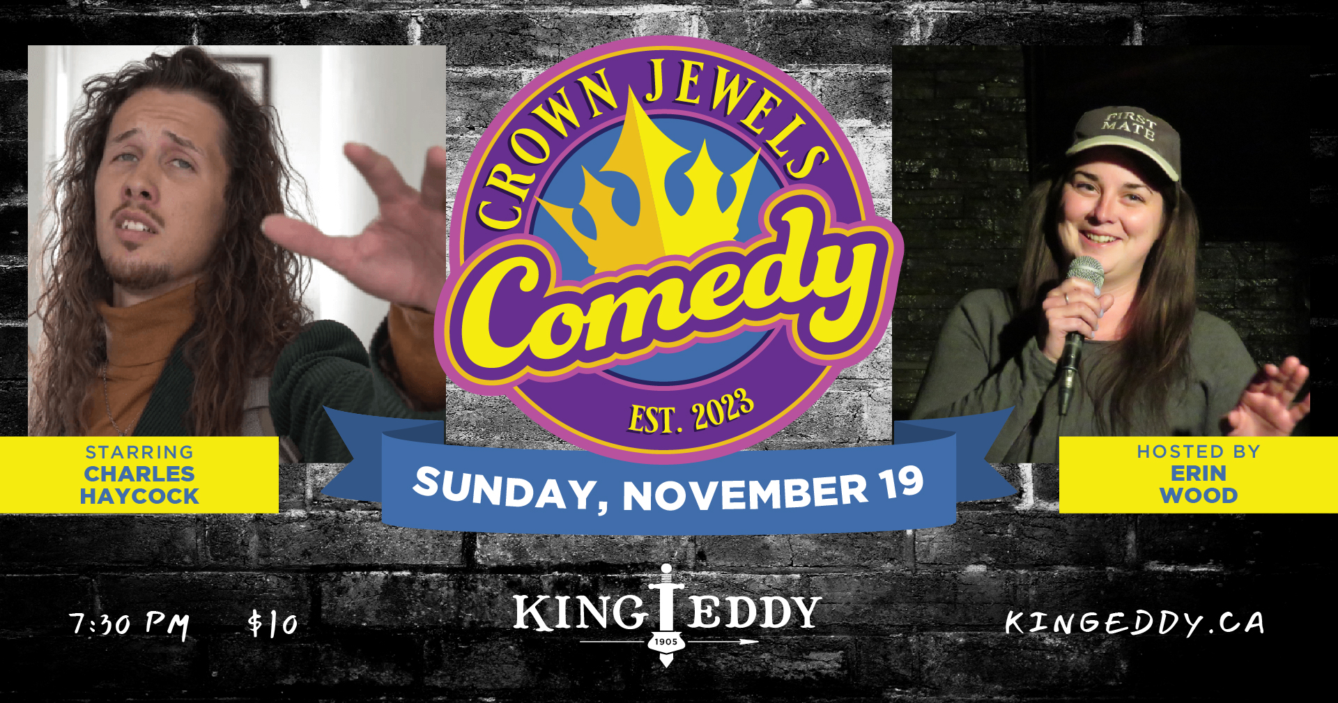 Crown Jewels Comedy Night: Charles Haycock & Erin Wood | King Eddy